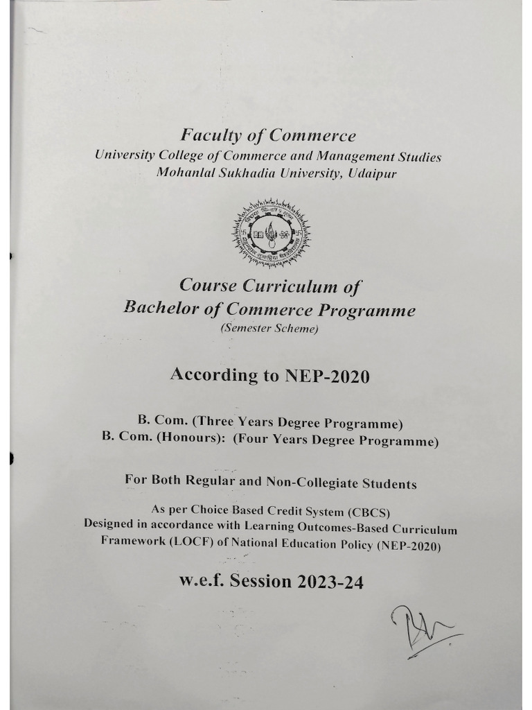 NEP 2020 B.Com Curriculum Overview | PDF | Microeconomics | Economies
