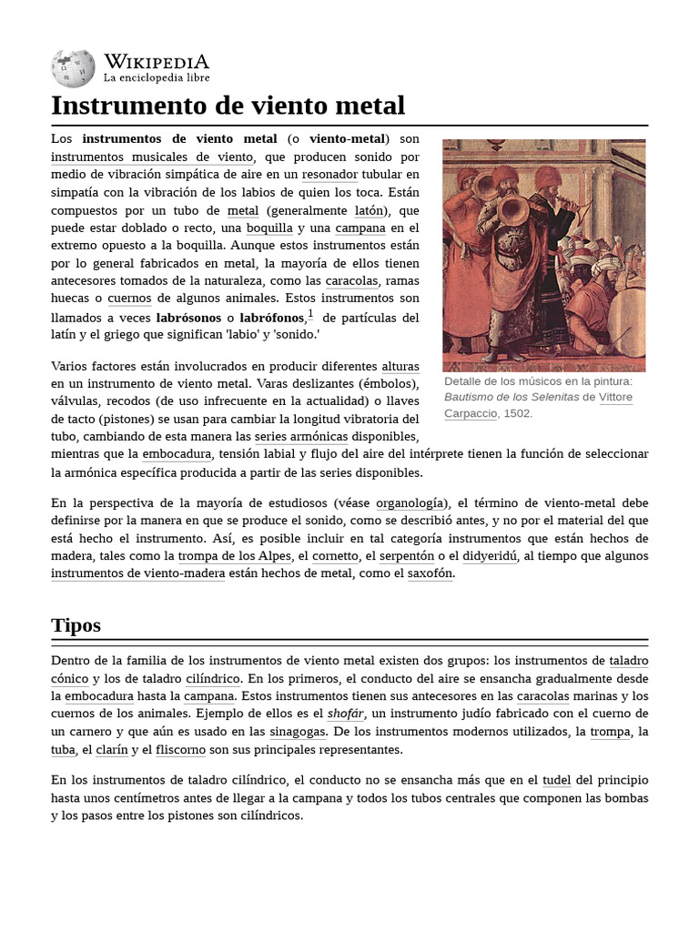 Instrumento_de_viento_metal | PDF | Instrumentos de latón | Aerófonos