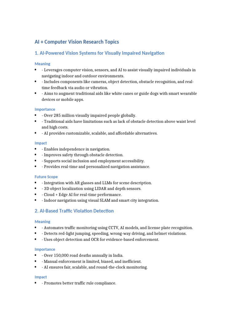 AI Computer Vision Research Topics | PDF | Computer Vision | Artificial ...