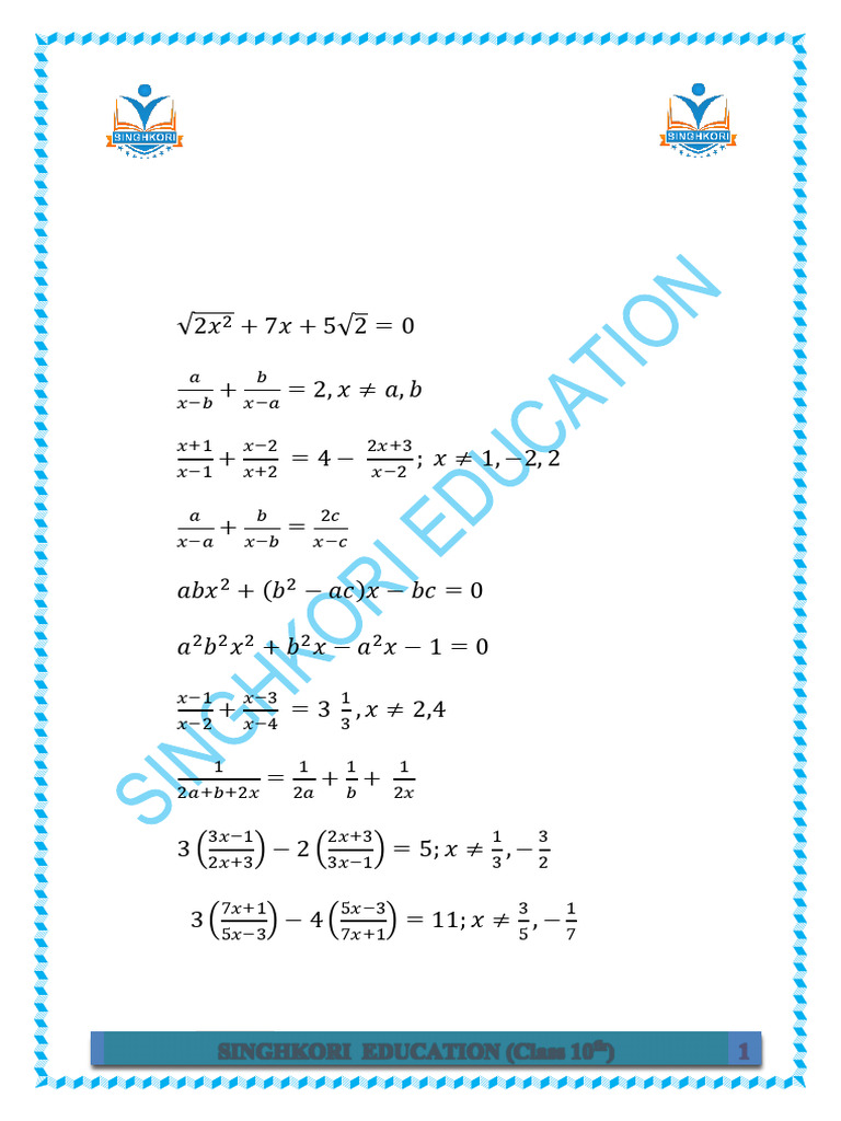 Quadratic Equation DPP-06 | PDF