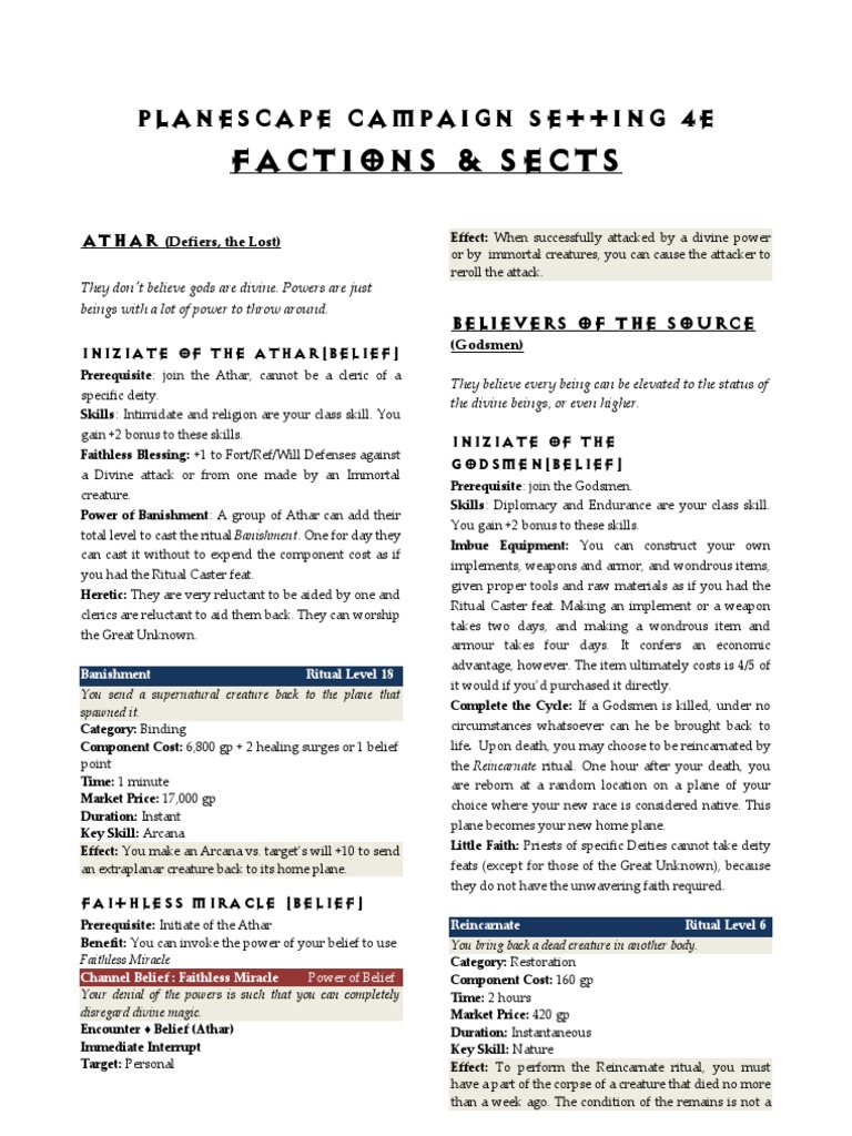 Planescape Factions 4e | PDF