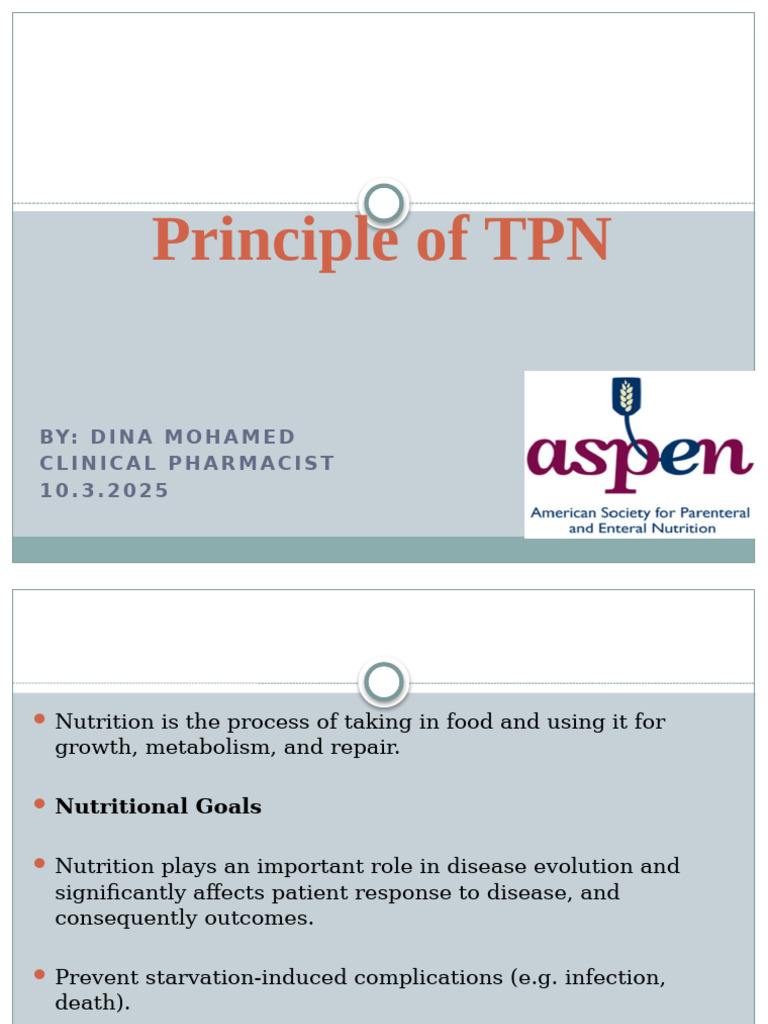 Principles of Total Parenteral Nutrition | PDF | Nutrition | Diet ...