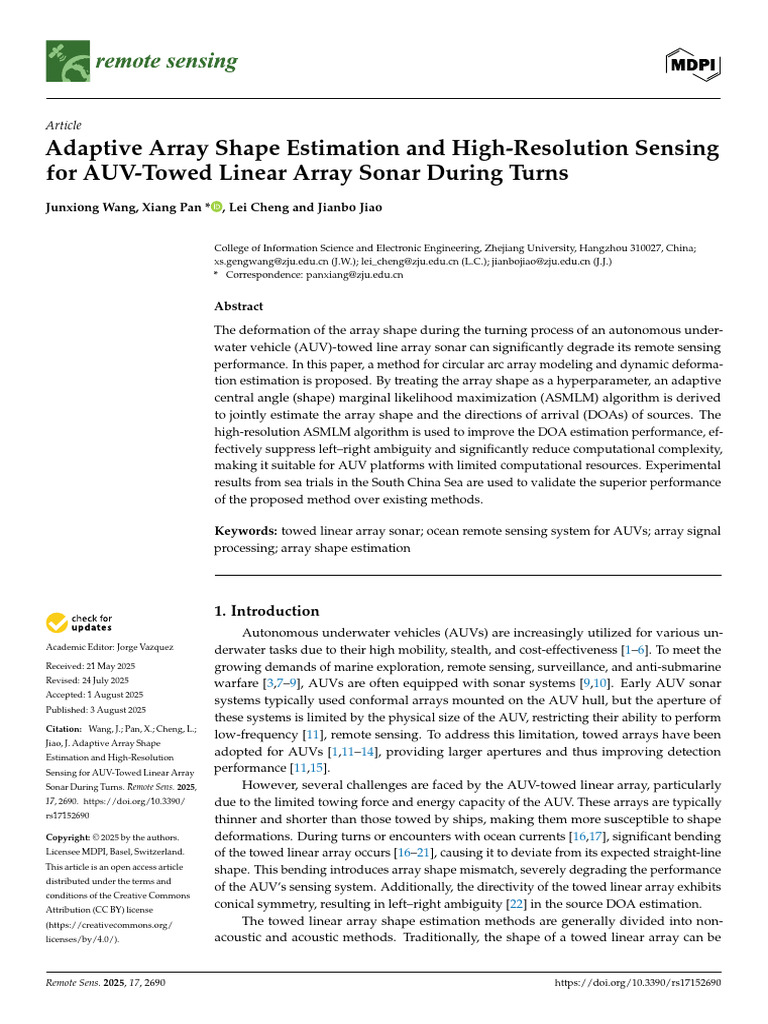 AUV-Towed Linear Array Sonar | PDF | Sonar | Mathematical Optimization