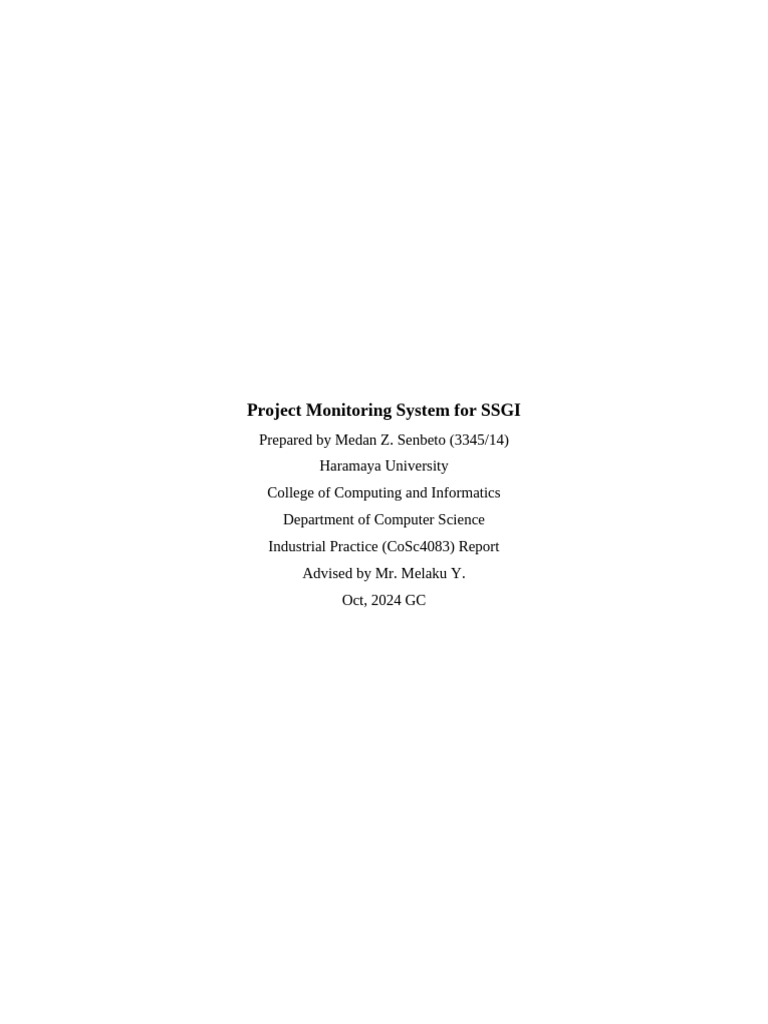 SSGI Project Monitoring System Report | PDF | Software Development ...