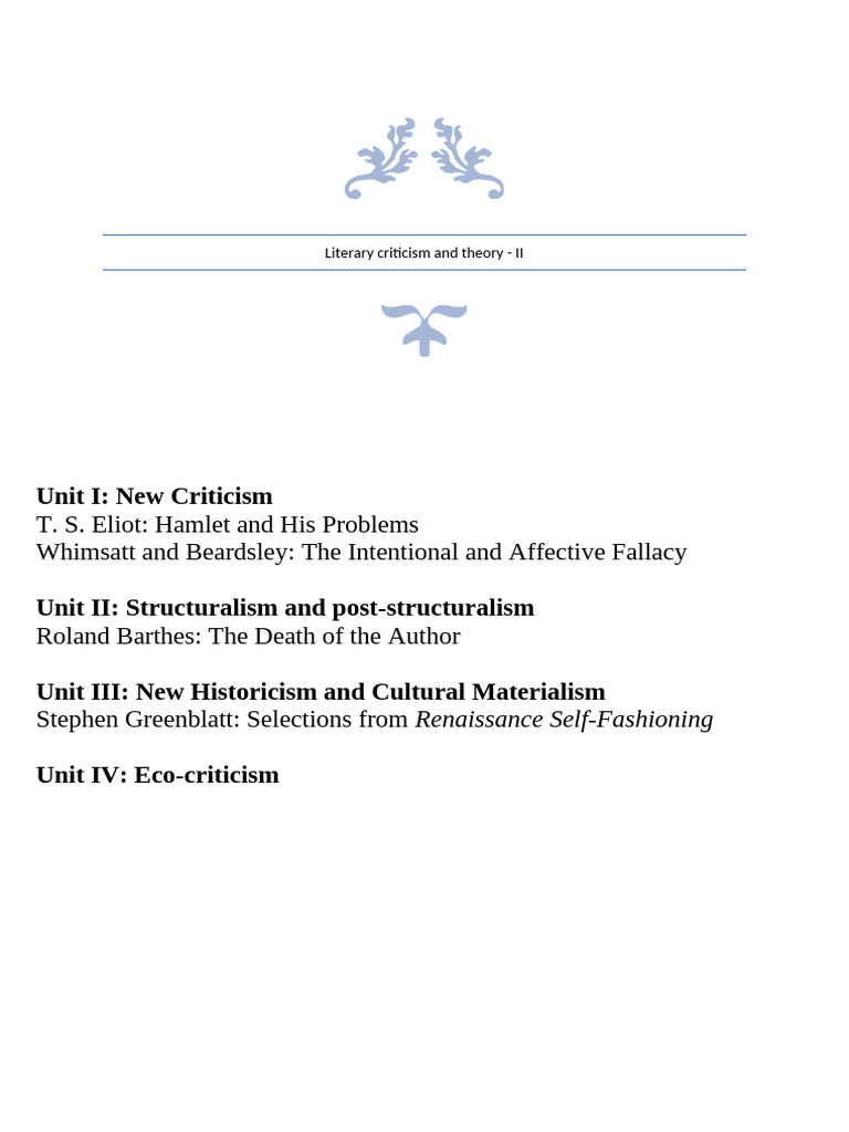 Literary Criticism and Theory | PDF | Hamlet