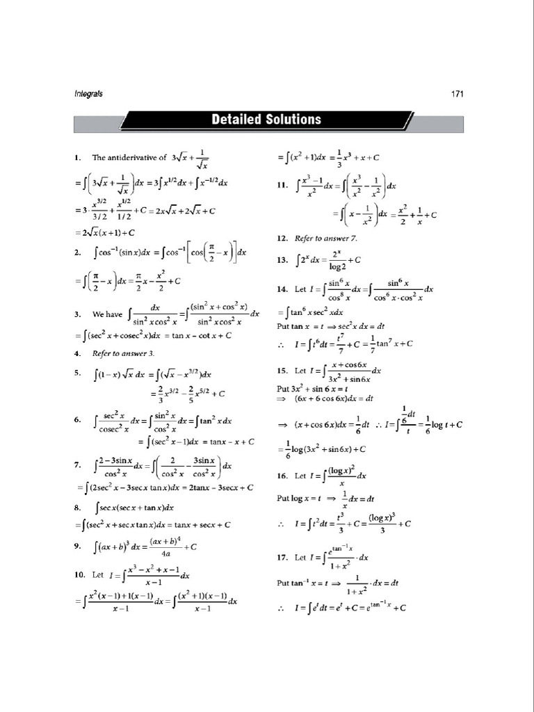 Integrals Solutions | PDF