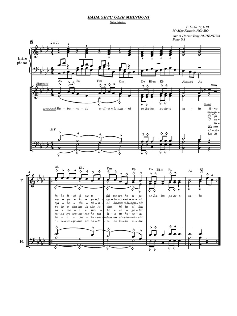 Baba Yetu Ulie Mbinguni | PDF