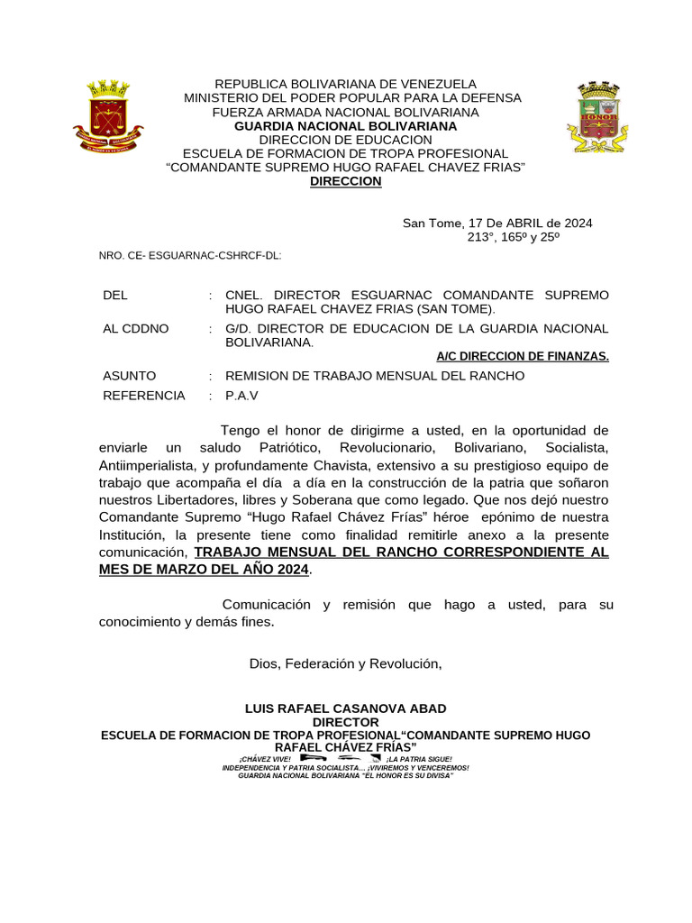 Oficio de Remision Rancho | PDF