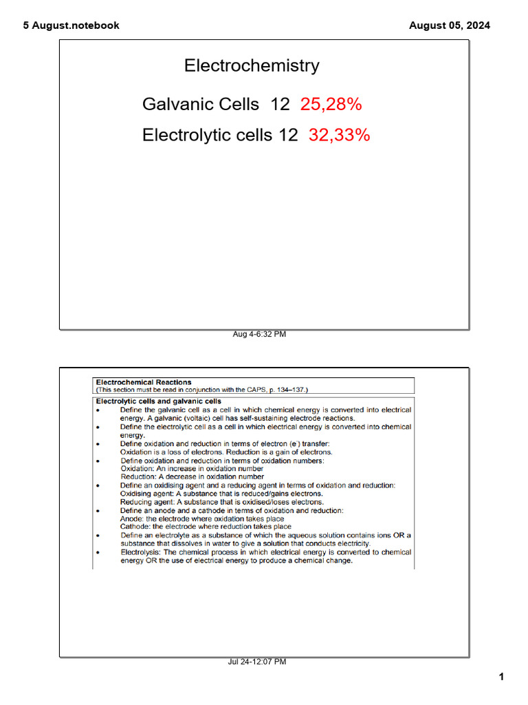 TEACHER NOTES 05 August '24 - Electrolytic and Galvanic Cell 1722858153 ...