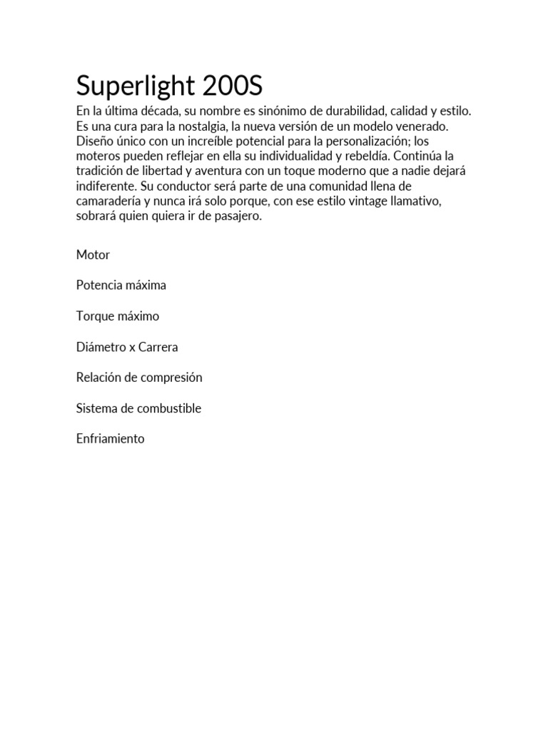 Precio y características Superlight 200S | PDF