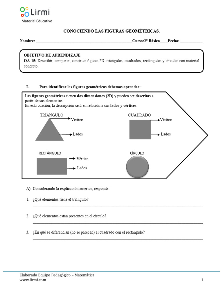 Figuras Geométricas para 2° Básico | PDF | Triángulo | Rectángulo