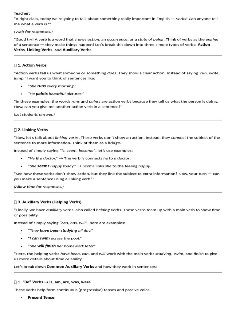 Verb and Adverb discussion script | PDF | Verb | Adverb