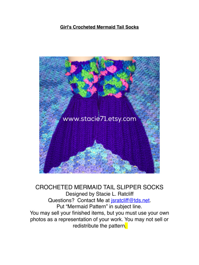 Crocheted Mermaid Tail Socks Pattern | PDF | Crochet | Textile Arts