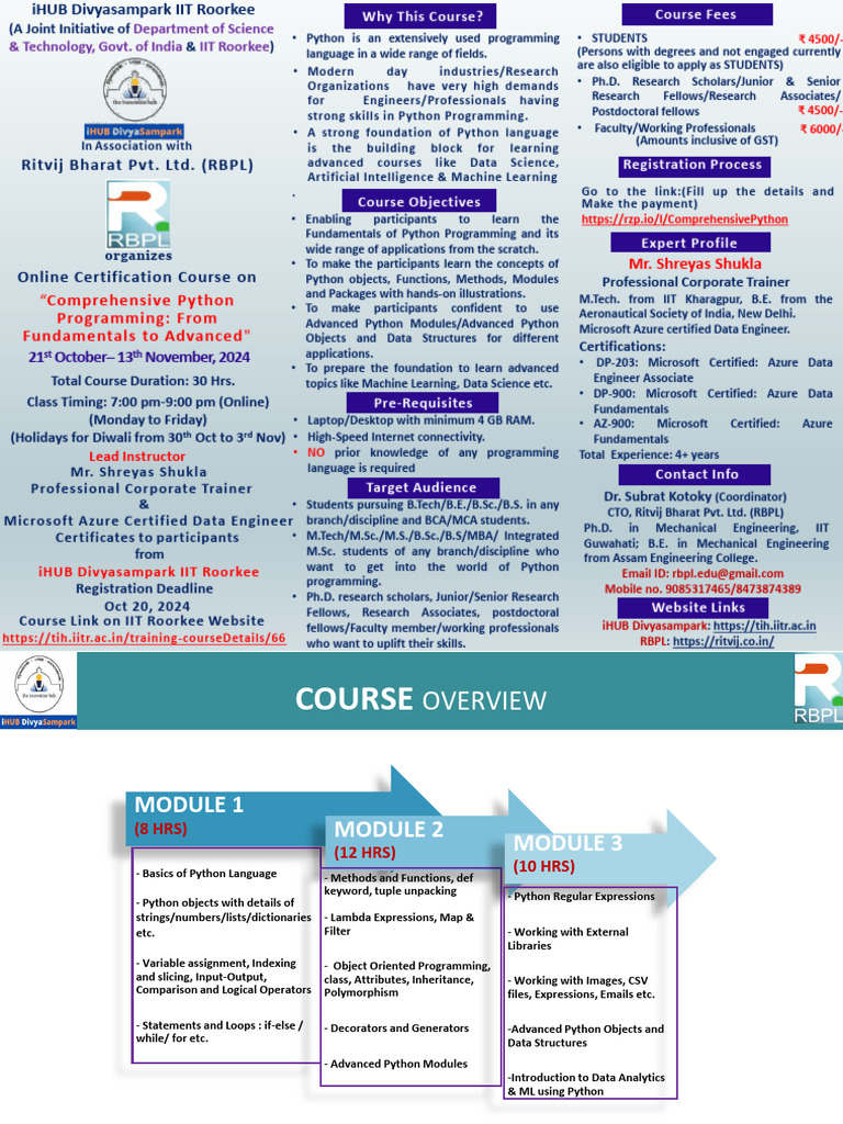 Course Flyer Course Details and Samle Certificate of The Comprehensive Python Course | PDF ...