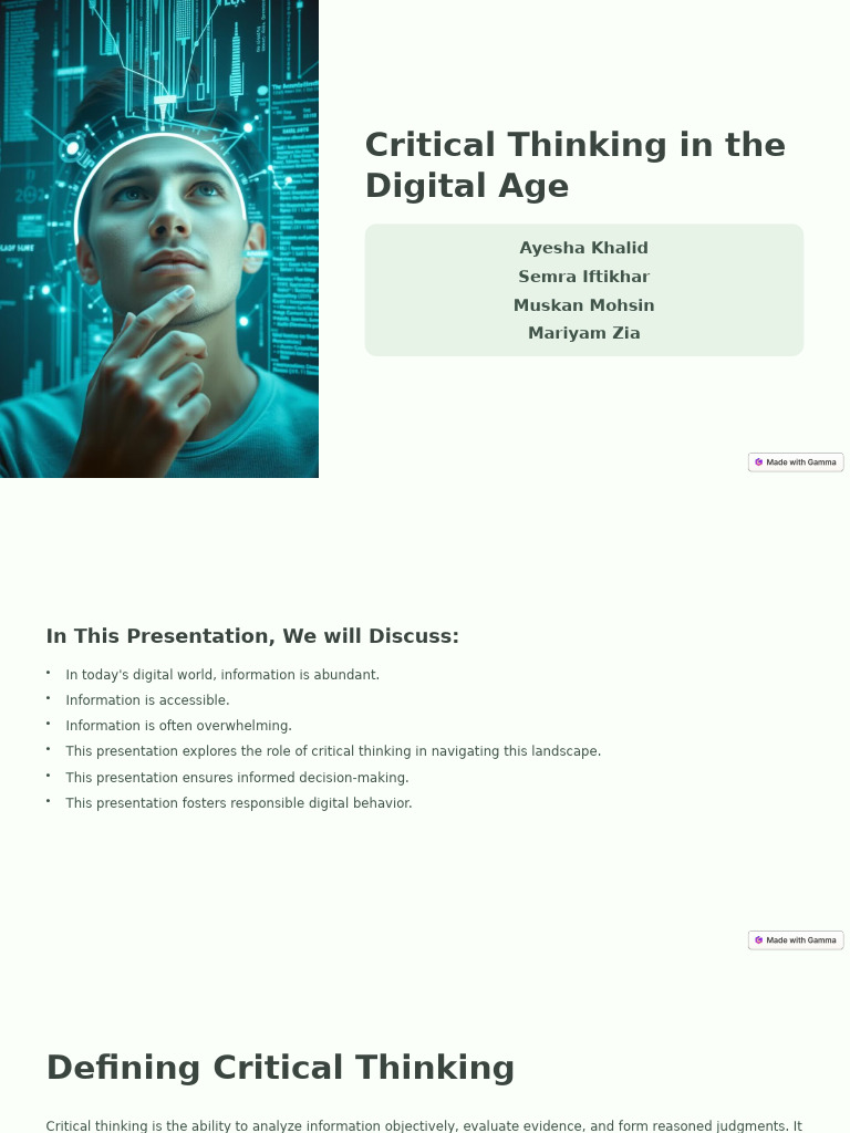 Critical Thinking in the Digital Age | PDF | Critical Thinking | Human ...
