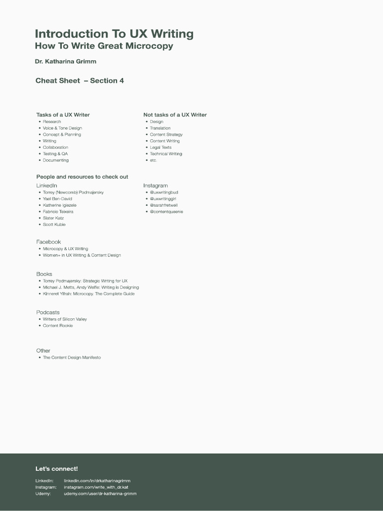 UXW CheatSheet 4 | PDF