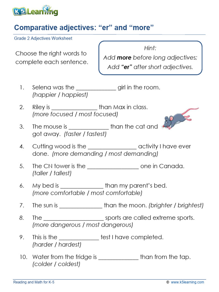 Grade 2 Comparative Adjectives C 1 | PDF