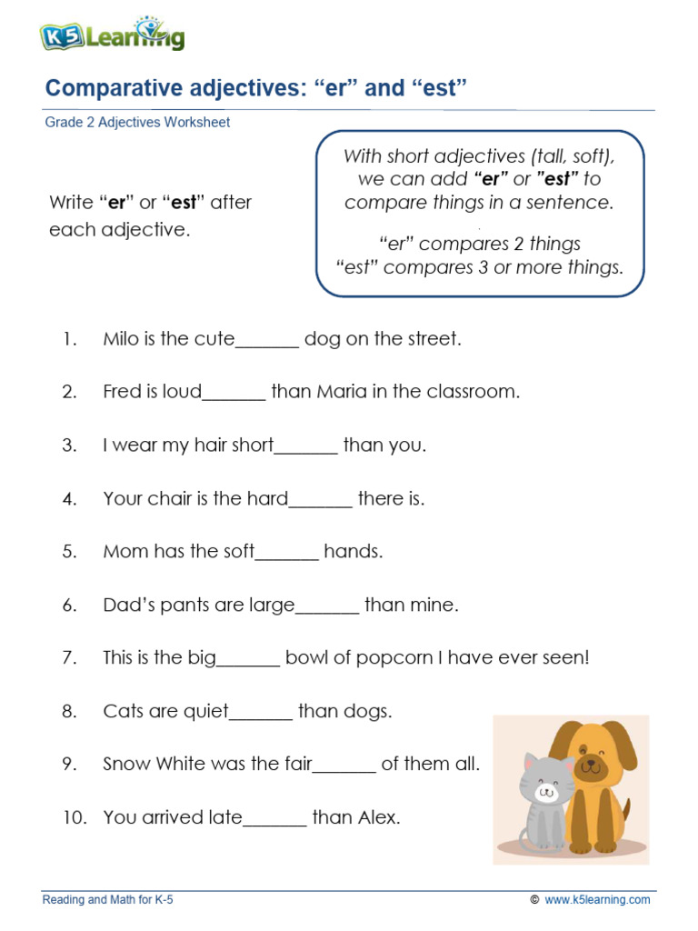 Grade 2 Comparative Adjectives B 1 | PDF