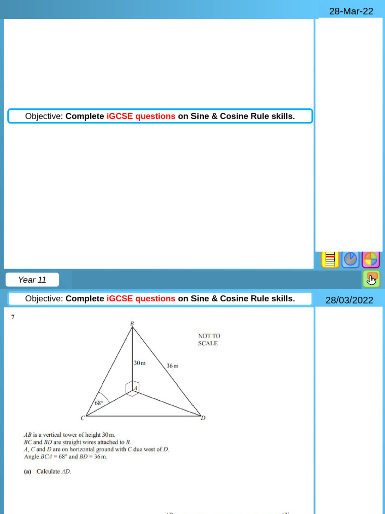 Year 11 - Sine Cosine Rule IGCSE Questions - PPTM | PDF | Trigonometric ...