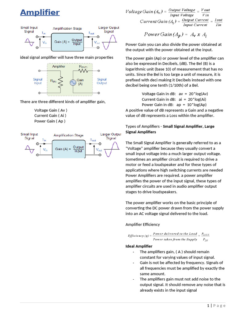 Understanding Amplifier Types and Gains | PDF | Amplifier | Decibel