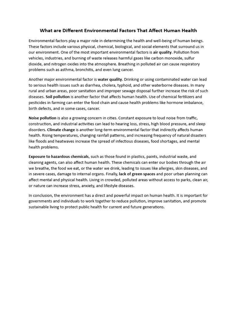Environmental Factors Impacting Health | PDF | Pollution | Air Pollution