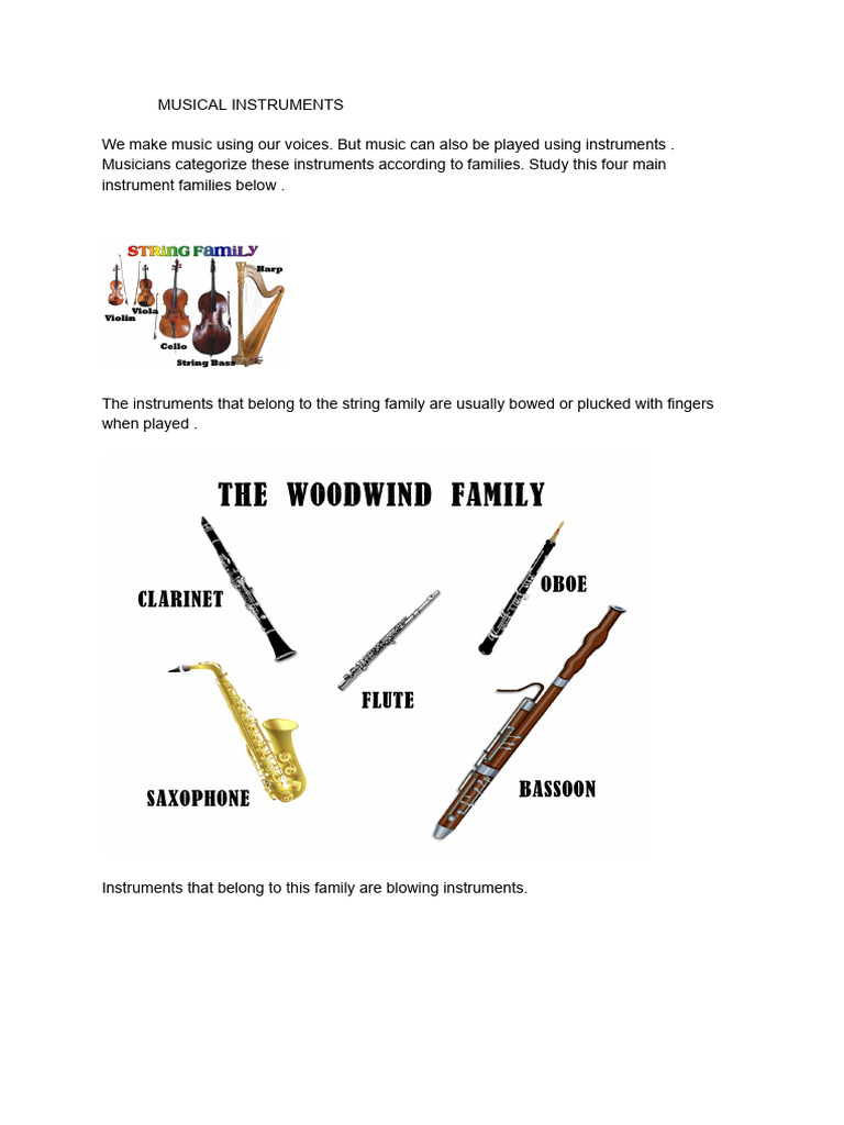 Four Families of Musical Instruments | PDF