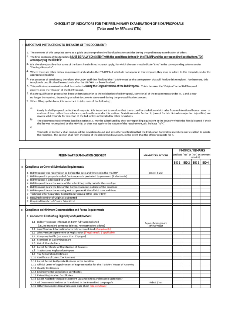 PSU - Evaluation of Offers - Copy of Preliminary Examination Template ...
