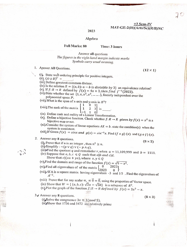 4th Semester Questions Paper | PDF