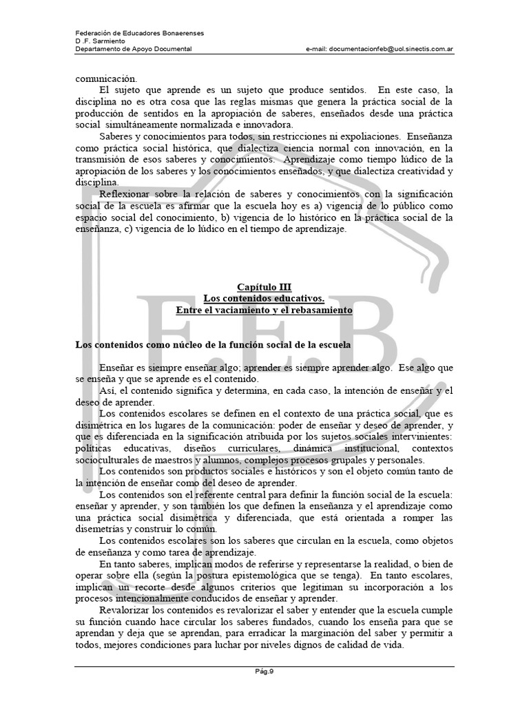 Cullen Critica de Las Razones de Educar CAP III | PDF | Plan de estudios | Aprendizaje