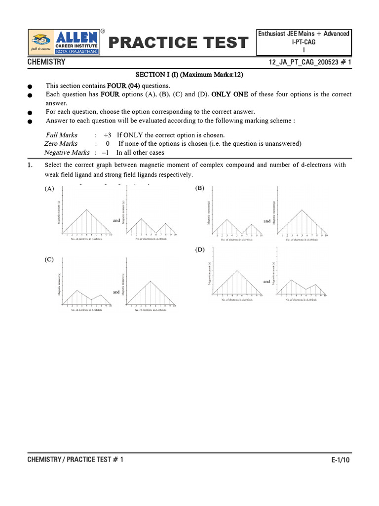 Ankush Sir 1305CJA101028230001-Allen | PDF | Coordination Complex | Chemistry