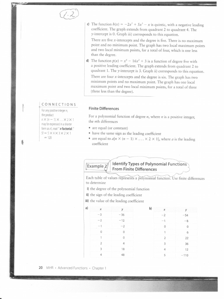 1.2 Finite Differences of Polynomial Functions | PDF | Finite Difference | Polynomial