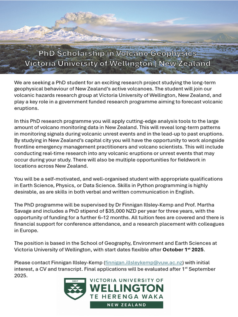 PhD Opportunity in Volcanic Forecasting | PDF | Volcano | Machine Learning