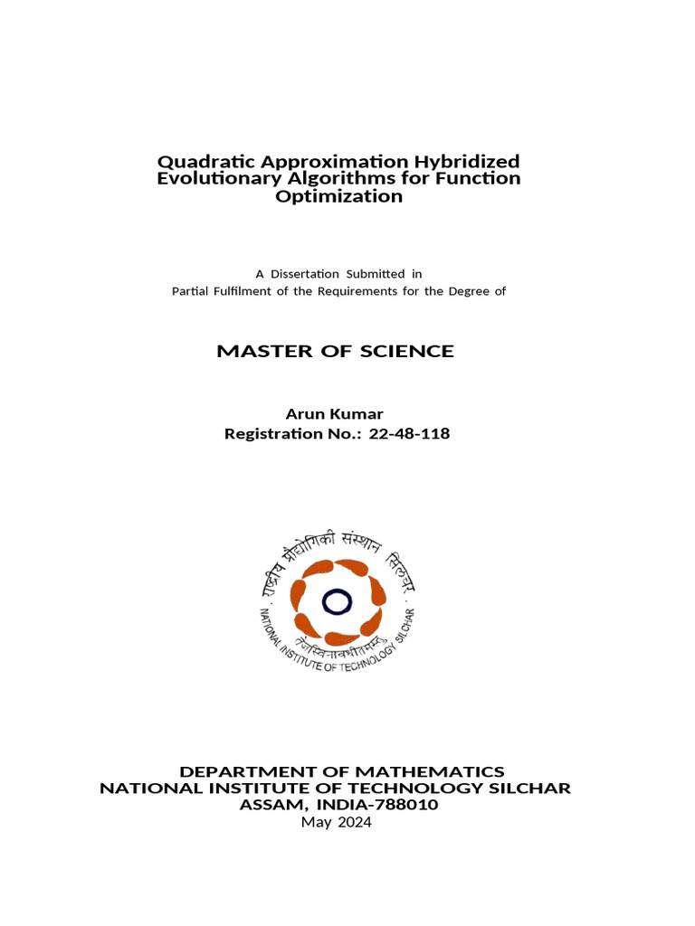 Arun Thesis Final | PDF | Mathematical Optimization | Genetic Algorithm