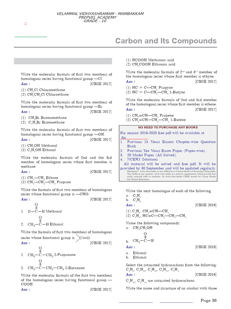 Carbon Compounds and Their Formulas | PDF | Chemical Bond | Alkene