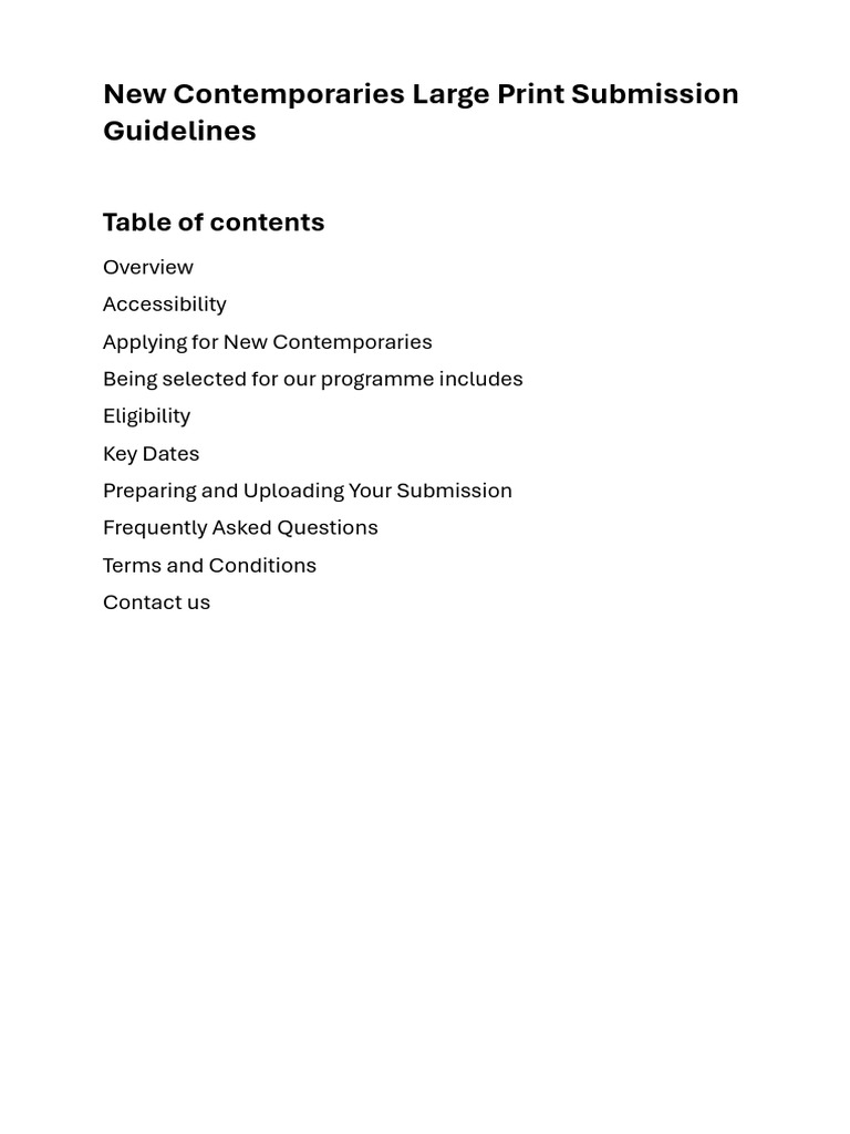 New Contemporaries Large Print Submission Guidelines | PDF