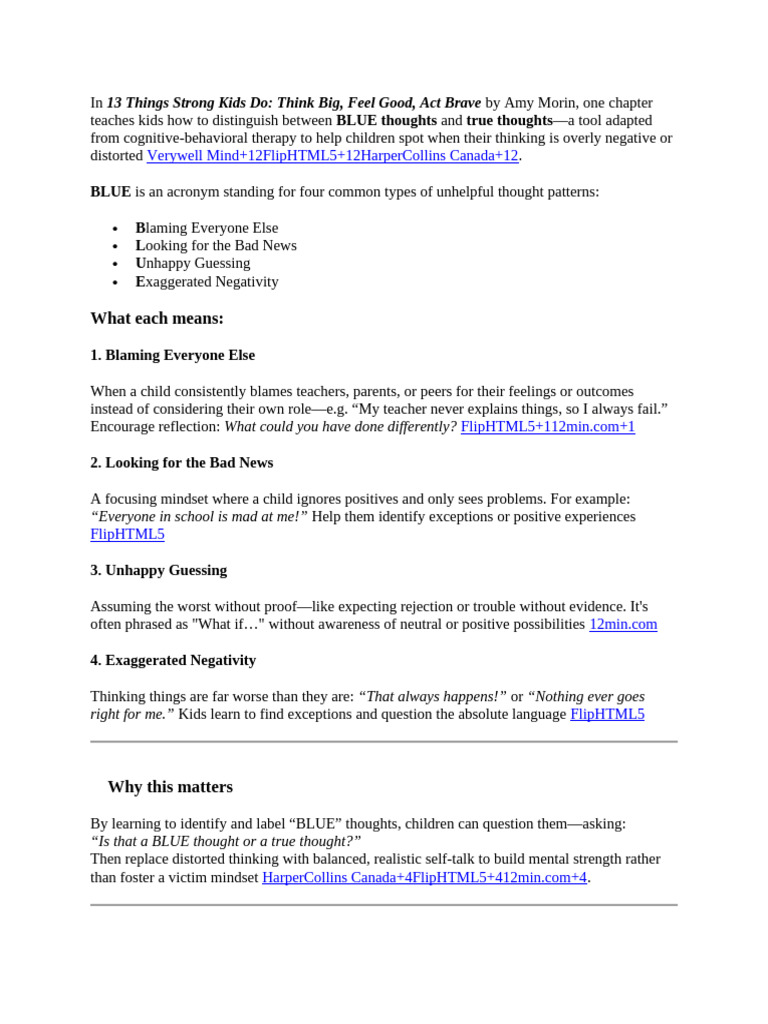 Understanding Blue Thoughts in Kids | PDF