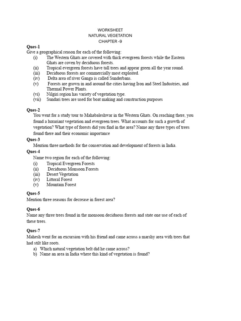 Worksheet (Chapter 9) | PDF