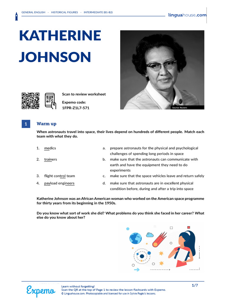 katherine-johnson-british-english-student-B1-B2 | PDF | Katherine Johnson | Astronauts