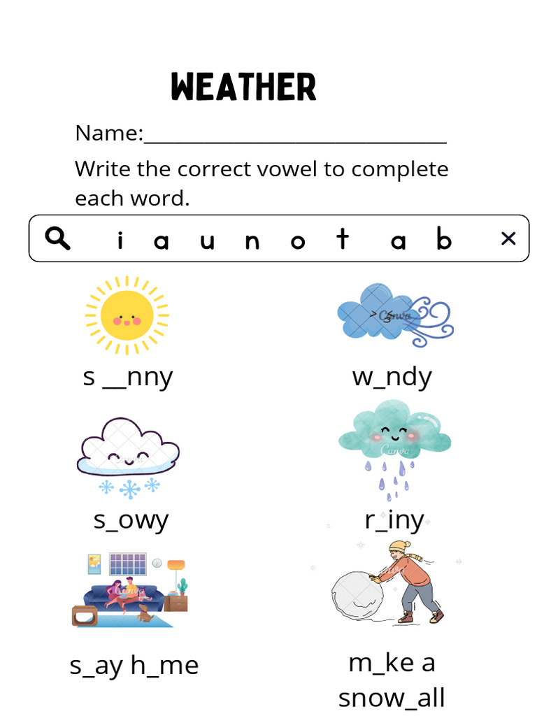 Phonics Weather Vocabulary Worksheet | PDF