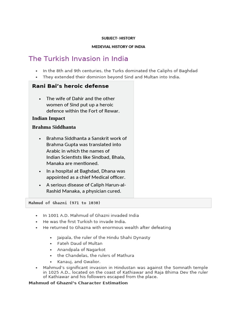 Muslim Invasion and Delhi Sultans | PDF