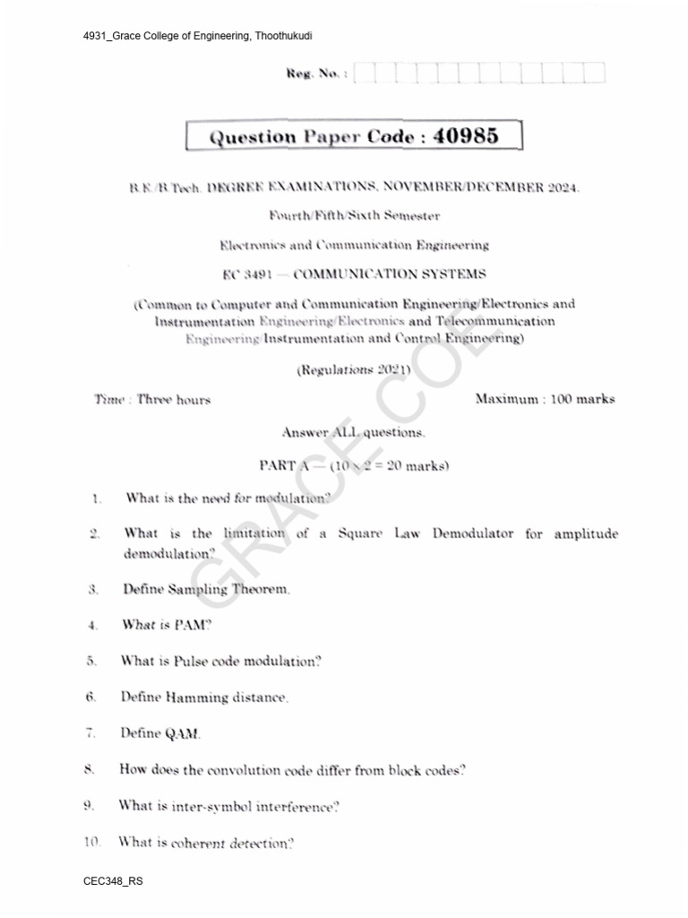 IV Ece Ec3491 Cs QP Nov, Dec 2024 | PDF | Computer Engineering ...