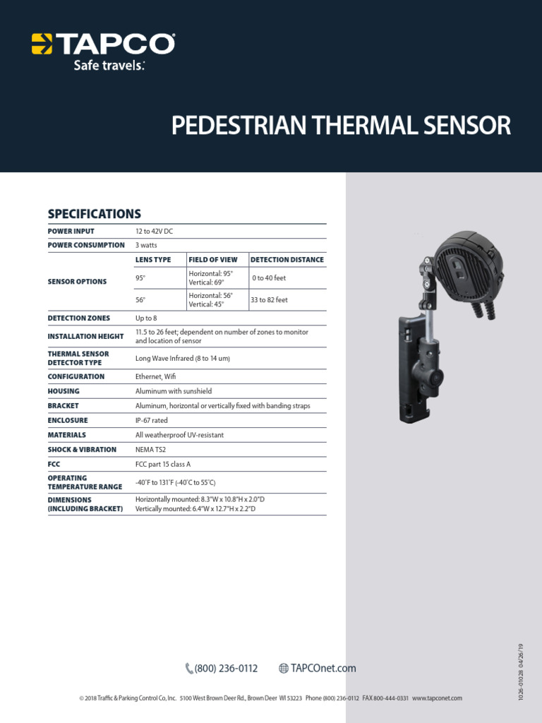 Data Sheet Pedestrian Thermal Sensor | PDF