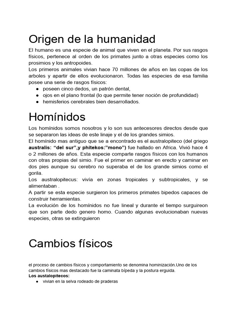 Historia | PDF | Homo | Hominidae