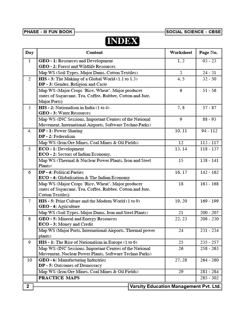 Social Science (CBSE) Phase-III Funwork Division | PDF | Economy Of ...