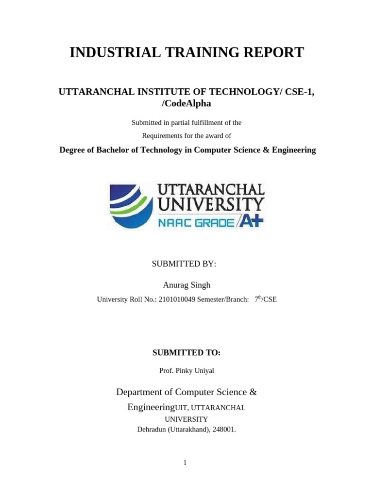 Industrial Training Report (Anurag) PDF | PDF | C++ | Computer Programming