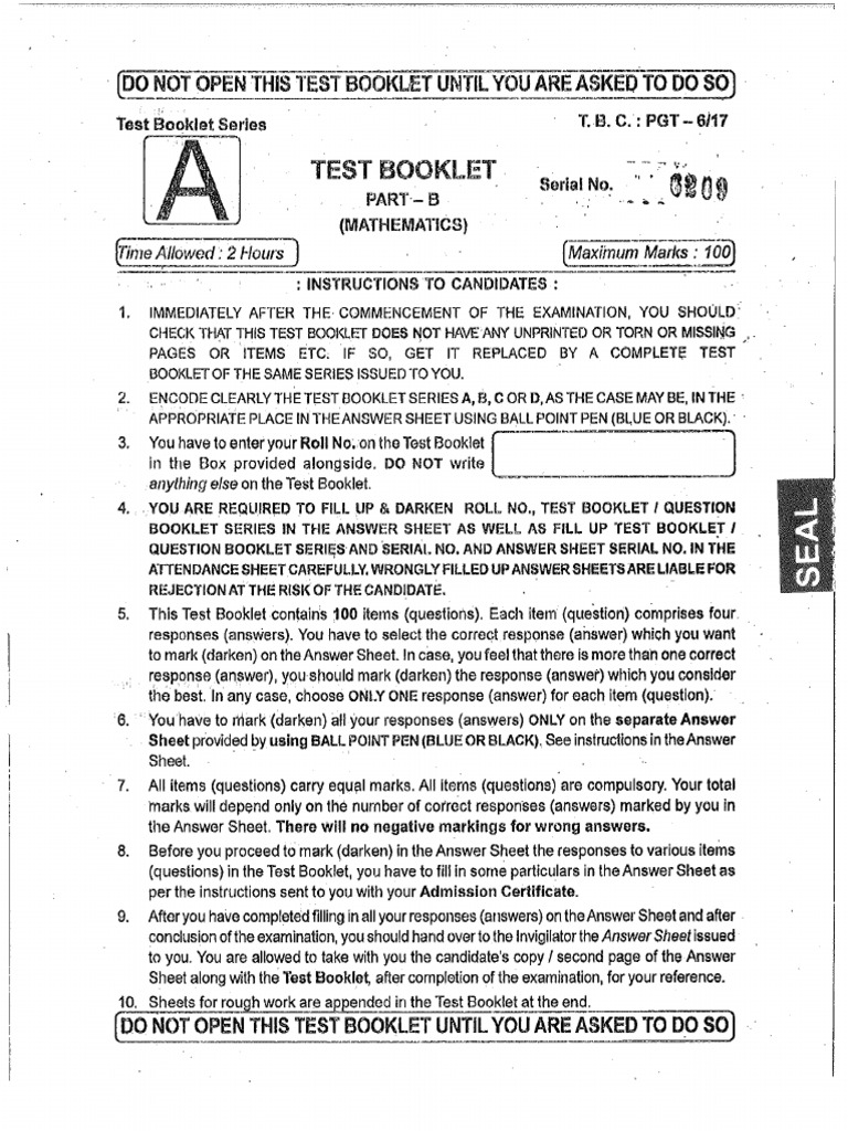 PGT Question Mathematics | PDF