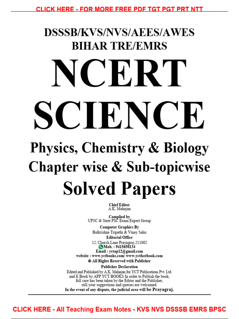 TGT PGT NCERT SCIENCE Physics, Chemistry & Biology Chapter Wise | PDF | Force | Acceleration
