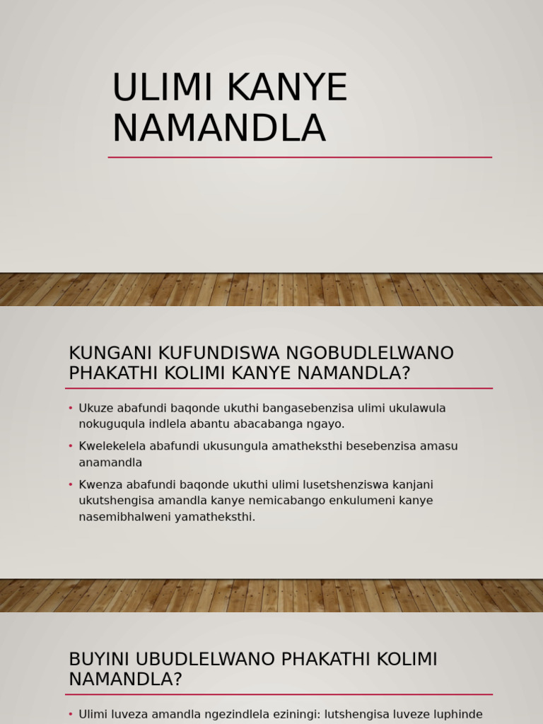 Ulimi Kanye Namandla | PDF