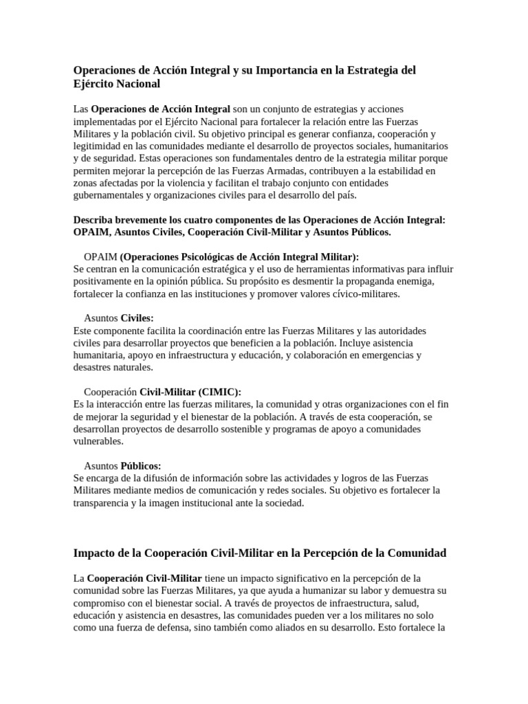 Importancia de las Operaciones de Acción Integral | PDF | Militar ...