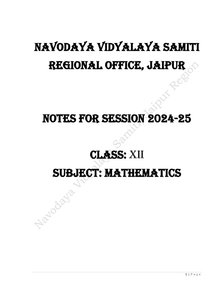 Mathematics (Class XII) | PDF | Matrix (Mathematics) | Function (Mathematics)